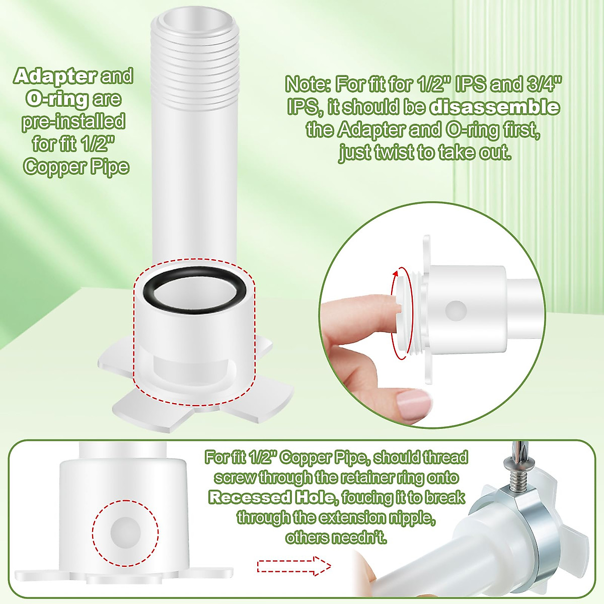 Enhon Tub Spout with Diverter, Universal Fits 1/2'' Copper Pipe, 1/2'' IPS and 3/4'' IPS, Bathroom Bathtub Tub Faucet Replacement with Adapters (Chrome)