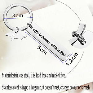 bobauna Rat Keychain Rat Lover Gift Life Is Better With A Rat Mouse Jewelry Pet Rodent Owner Gift (rat keychain)