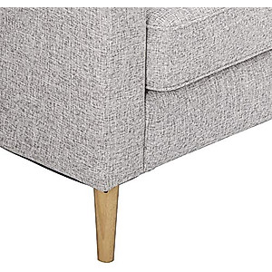 GDFStudio Christopher Knight Home Sawyer Mid-Century Modern Fabric 3-Seater Sofa, Light Grey Tweed / Natural