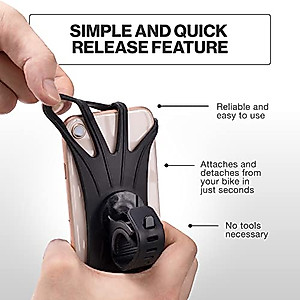 TeamObsidian Bike Phone Mount [ Size M ] Made of Durable Non-Slip Silicone. Rotatable Mobile Cellphone Holder/Universal Cradle for All Bicycle Handlebars and 99% of Smartphones