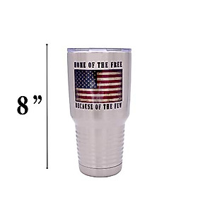 Rogue River Tactical Home of the Free USA Flag Military Veteran 30 Oz. Travel Tumbler Mug Cup w/Lid Vacuum Insulated Hot or Cold Gift