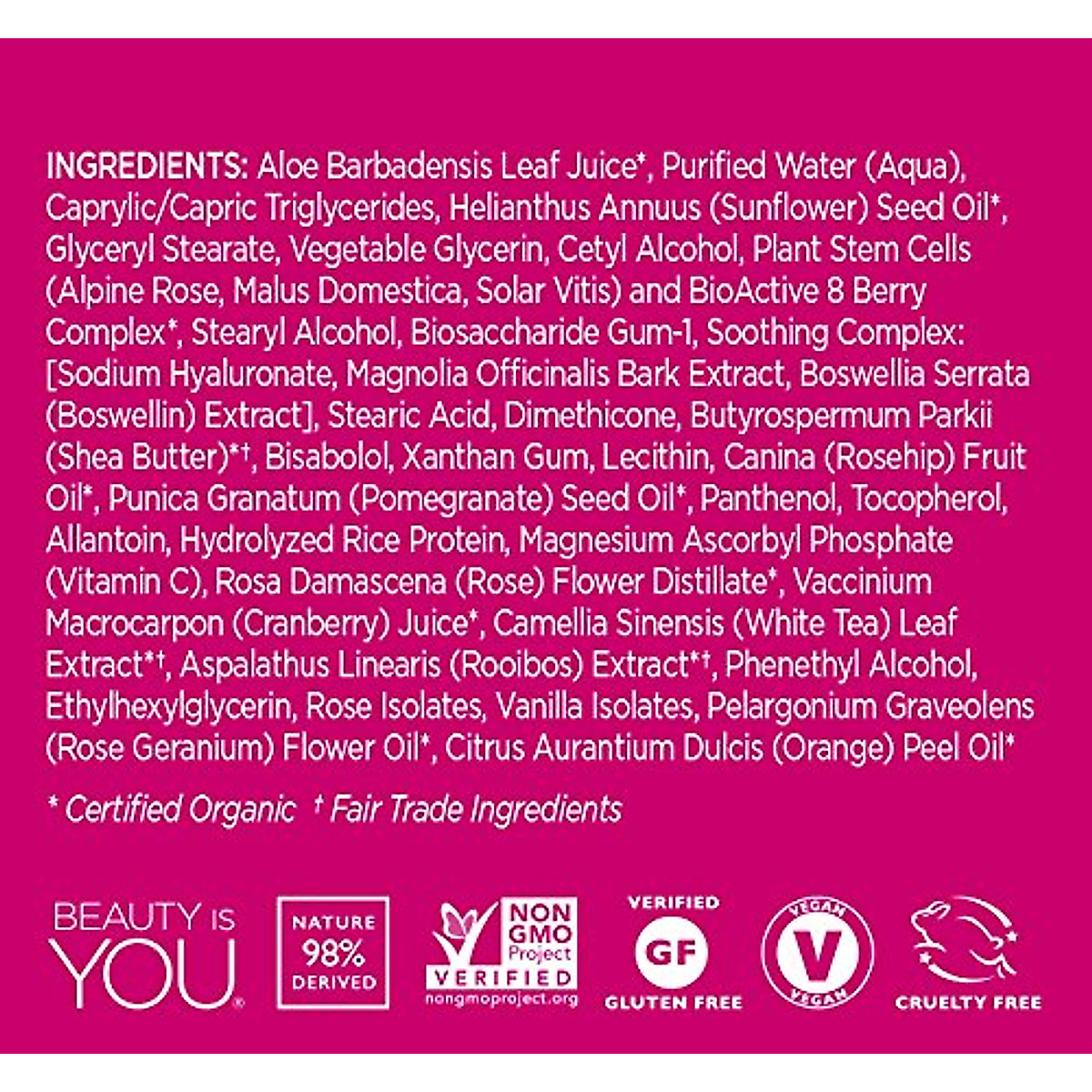 Andalou Naturals Heavenly Night Cream 1000 Roses, Sensitive Skin Moisturizer for Face, Enriched with Hyaluronic Acid & Aloe Vera, 1.7 Ounce