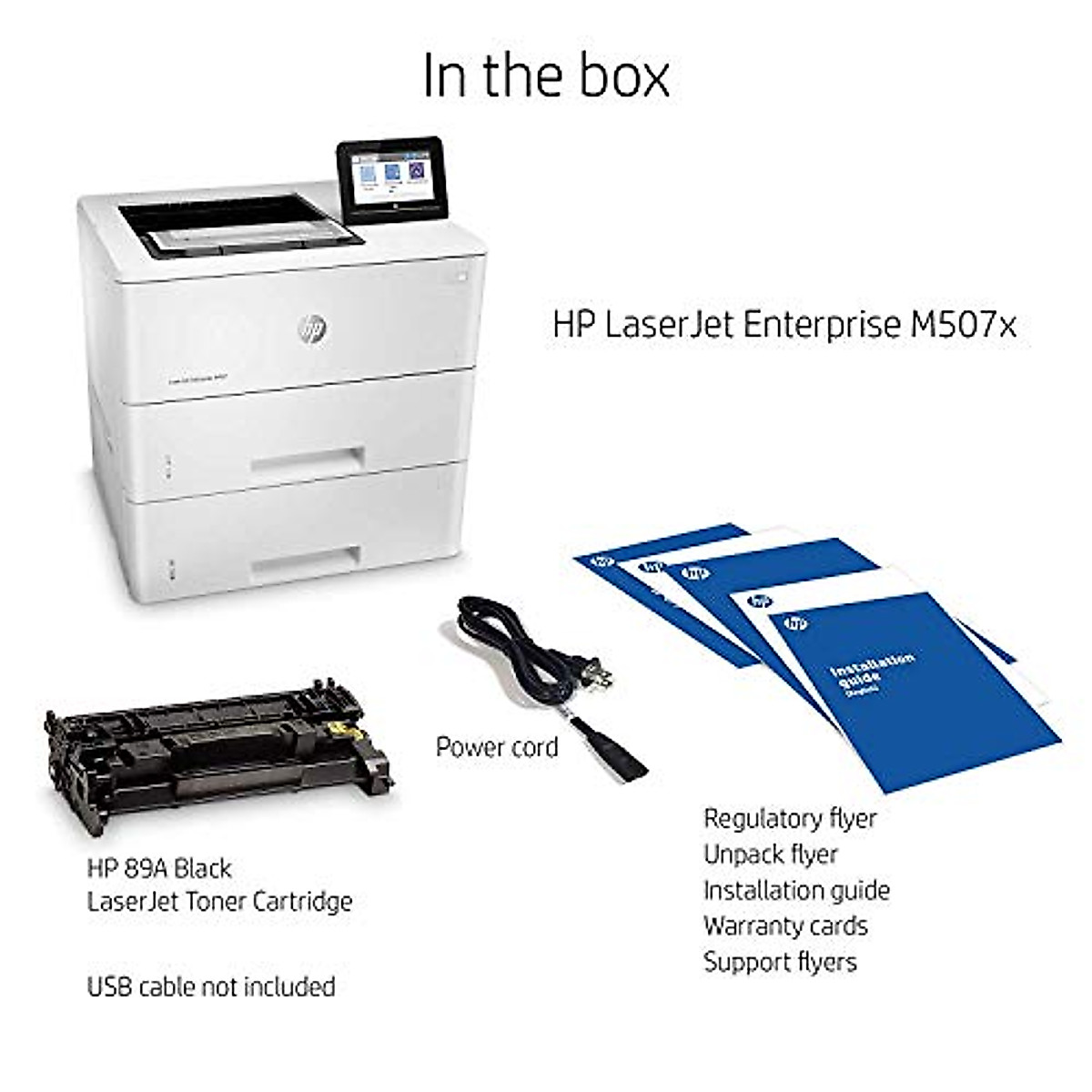 HP LaserJet Enterprise M507x Wireless Monochrome Printer with built-in Ethernet, 2-sided printing & extra paper tray (1PV88A)