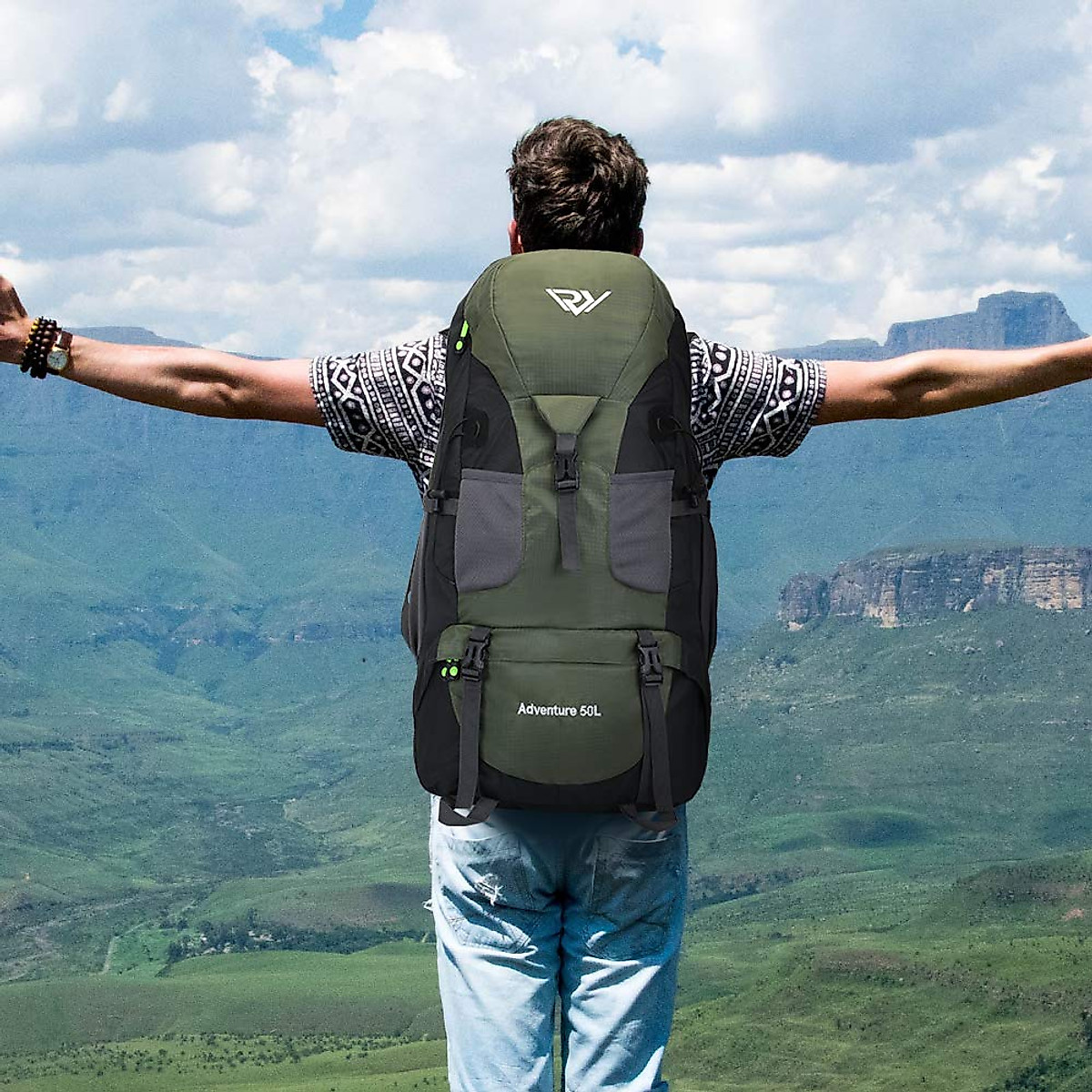 40L Hiking Backpack with Rain Cover, Waterproof Lightweight Daypack for Cycling Skiing Camping