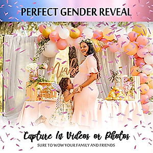 Gender Reveal Pink Confetti Cannon, DOUKEE Baby Shower Pink only Biodegradable Confetti Poppers (Mixed Pink and Hot Pink) - 2 Set