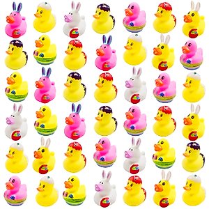 42 Pcs Easter Rubber Ducks,Baby Showers Accessories,Mini 2.16" Bunny Duckies Bath Toys for Kids Fun Bath, Easter Basket Stuffers and Party Favors (Easter)