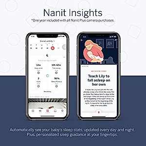 Nanit Plus - Smart Baby Monitor and Wall Mount: Camera with HD Video & Audio - Sleep Tracking - Night Vision - Temperature & Humidity Sensors and Two-Way Audio