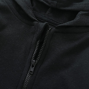 ROMPERINBOX Unisex Solid Baby Sweatshirts Hoodies, Lightweight Full Zip-up Jackets Coat 0-24 Months (Black, 3-6 Months)