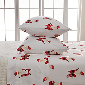 4-Piece Full Microfiber Sheet Set | Holiday-Printed, Ultra-Soft Sheets | Wrinkle & Fade-Resistant Patterns Inspired by Holidays | All-Season Bedding Sheets & Pillowcases. (Full, Jolly Santa)