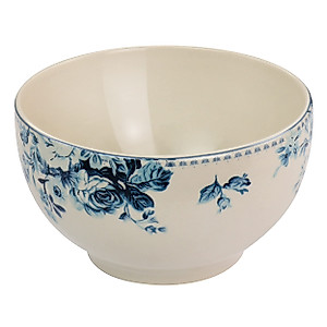 Elama Traditional Dessert Rose 16 Piece Dinnerware Set, Desert with Blue Rose Accents (EL-BLUE-ROSE)