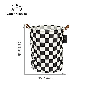 laundry baskets,bedroom hamper,kitchen organization,GodenMoninG 62.8L Waterproof Round Cotton Linen with Handles Collapsible storage basket. (Racing Flag)