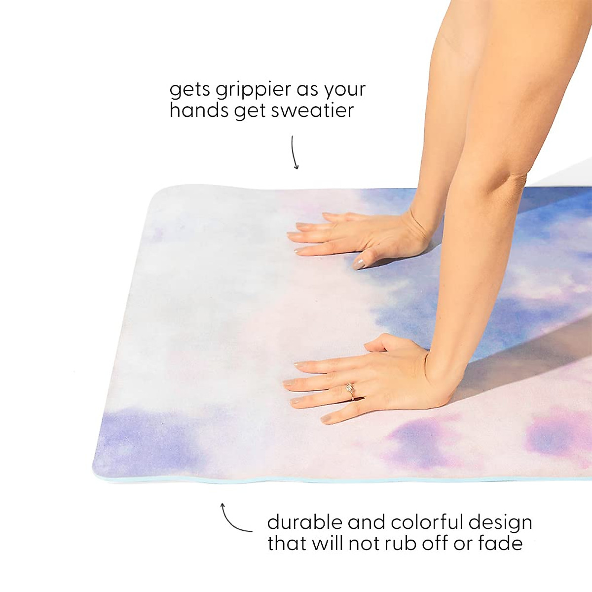 POPFLEX Vegan Suede Hot Yoga Mat Non Slip - Extra Thick, Ultra Absorbent Non Slip Yoga Mat for Women - Large Exercise Mat for Yoga, Pilates, Stretching, Floor & Fitness Workouts - Includes Carry Strap