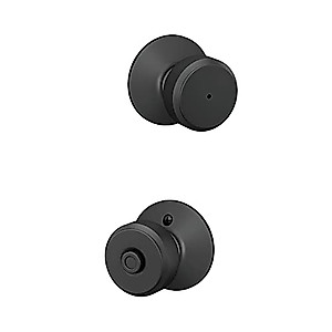 Schlage F40 BWE 622 Bowery Door Knob, Bed & Bath Privacy Lock, Matte Black