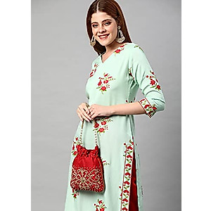 Elina fashion Indian Stitched Kurti for Womens With Pant | Rayon Printed Readymade Kurta Kurtis Light Green