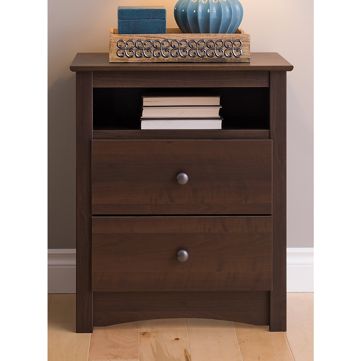 Prepac Fremont 5-Drawer Chest and 2 Drawer Nightstand, Espresso Finish
