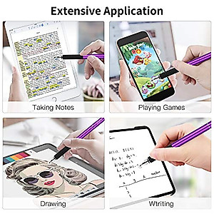 Mixoo Stylus Pens for Touch Screens - Disc & Fiber Tip 2 in 1 High Sensitivity Universal Stylus for iPad, iPhone, Tablets and Other Capacitive Touch Screens (Dark Violet)