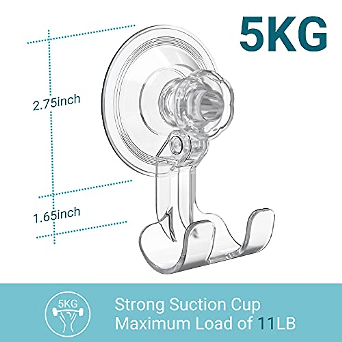 Teletrogy Shower Razor Holder, 4Pack Heavy Duty Adhesive Hooks Damage Free Shower Hooks DIY Assemble, Waterproof Razor Suction Cup Holder for Bathroom, Kitchen, Shaver, Towel, Loofah, Christmas Wreath