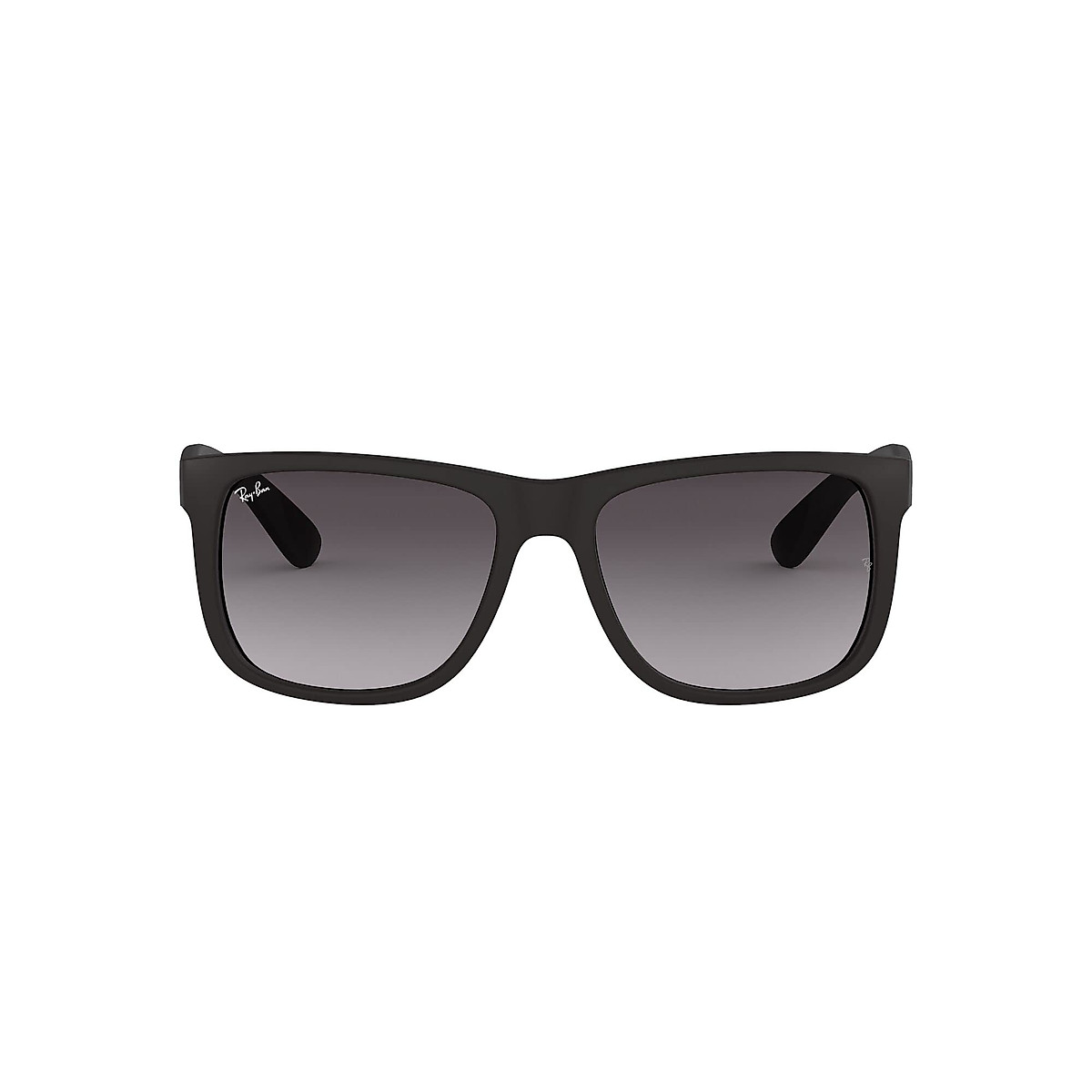 Ray-Ban RB4165 Justin Rectangular Sunglasses, Rubber Black/Light Grey Gradient Dark Grey, 55 mm