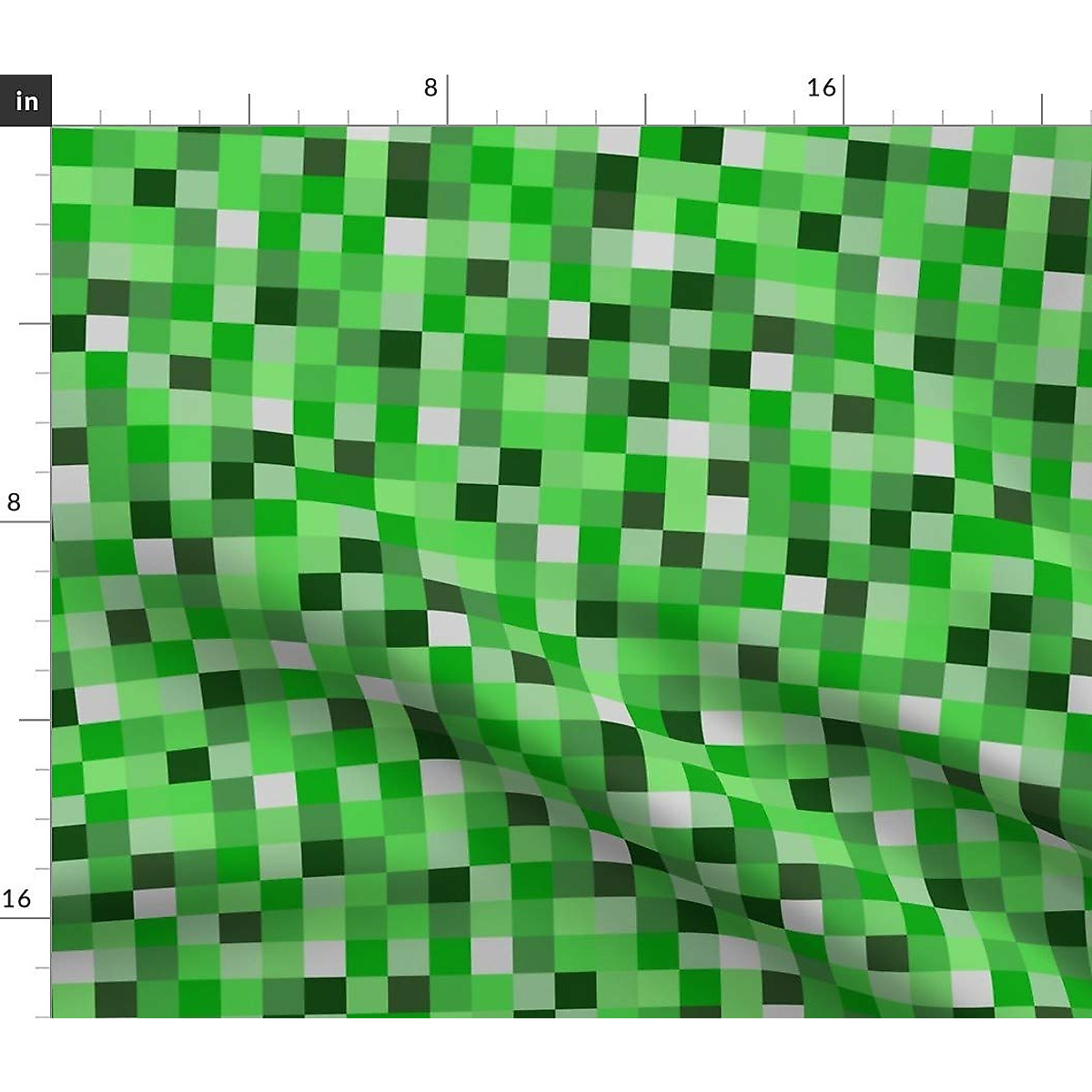 Spoonflower Fabric - Green Computer Video Games Gaming Kids Gaming Pixels Squares Printed on Petal Signature Cotton Fabric Fat Quarter - Sewing Quilting Apparel Crafts Decor