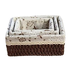 Delectable Garden Wicker Baskets (Set of 3) for organizing and storage, cloth lined, quality home decor