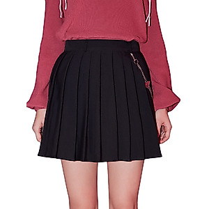 SweatyRocks Women's High Waisted A Line Pleated Skirt Cute Chain Skater Mini Skirts Black M