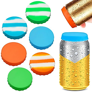 CoguZed 6Pcs Silicone Soda Can Lids, BPA Free Reusable Pop Can Lids, Lids Or Protectors For Beer, Juice, Beverages Fits Standard Soda Cans (Solid Color + Camouflage)