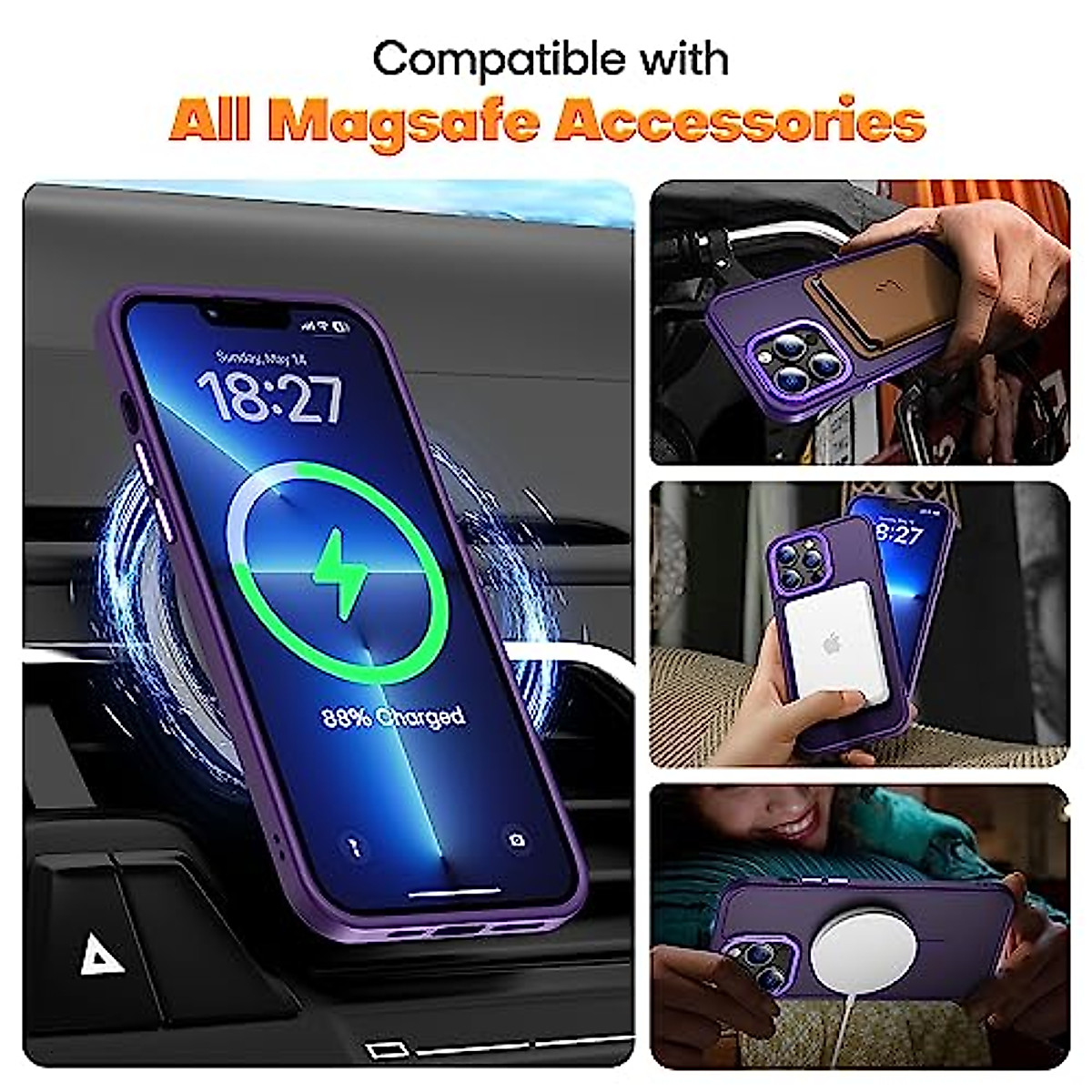 KISEN for iPhone 13 Pro Max Case Magnetic Compatible with MagSafe Slim Translucent Matte Phone Case Cover 6.7 inch, Deep Purple