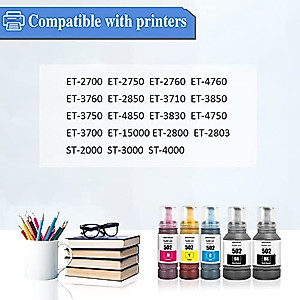 Compatible Refill Ink Bottles 502 T502Compatible with Epson 502 T502 work with EcoTank ET-2750 ET2760 ET-2803 ET-3750 ET-4750 ET-3760 ET-4760 ET-2850 ET-4850 ET-3700 ET-3710 ET-15000(2-Pack,2BK/C/M/Y)
