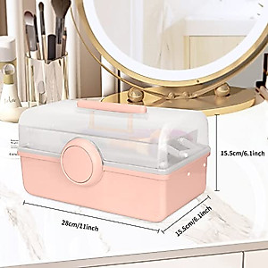 Unaone Cosmetic Storage Box, Large Capacity Makeup Organizer with Transparent Visual Cover, 3 Layer Cosmetic Storage Organizer for Cosmetic, Lipsticks, Eyeshadow, Face Mask