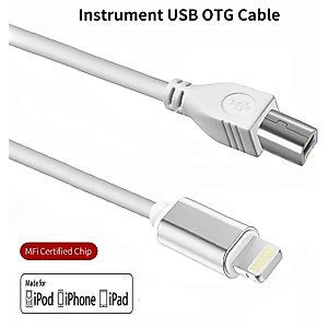 Wahbite iPhone to USB B Midi Cable 5FT, Lightning to USB 2.0 Midi Interface Cord for iPhone, iPad to Midi Controller, Electronic Music Instrument, Midi Keyboard, Recording Audio Interface and More
