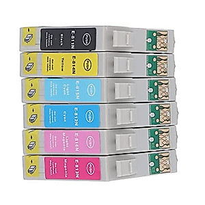 Ink Cartridge BK C M Y LC LM 6 Colors Printing Accessory Part Clear Printing Large Capacity Broad Utility for Photo Paper Document (T0811N/T0812N/T0813N/T0814N/T0815N/T0816N)