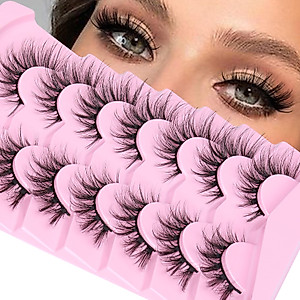 Fluffy Lashes Natural Look Cat Eye Faux Mink Lashes Wispy False Eyelashes Strip Lashes Pack by Zegaine