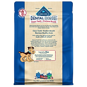 Blue Buffalo Dental Bones Regular Natural Dental Chew Dog Treats Bag