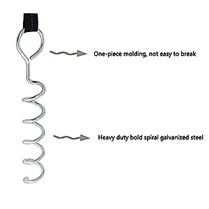 4-Pc Pack Spiral Stakes Heavy Duty Anchor Kit for Trampoline Steel Stakes Anchor Kit for Trampolines, Tents, tarps, Canopies,car Ports,Dog tie Out and etc Bonus Tie Down Straps 4-Pc Pack(Silver)