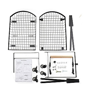 CYJZWOH Multi Use Functional Collapsible Carts, 2-Tier Metal Mobile Folding Trolley Shopping Cart, with Wooden Handle, Lockable Wheels for Office, Living Room, Kitchen, Picnic(Black)