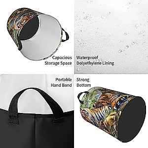 Jungle Tigers Cub Laundry Basket Protable Circular Laundry Hamper Storage Bin Organizer With Handles For Bathroom,Bedroom Clothes