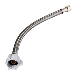 Highcraft CNCT27416-OM1 Hose Connects to Water, Braided Stainless Steel Supply Line, 3/8 Compression x 7/8 Female Balcock Nut Toilet Connector 16 Inch