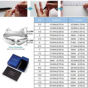 Jewever S925 Sterling Silver Cat Ears Open Tail Ring Paws Mutual Surrounded