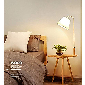 TANGIST Nordic Wood Floor Lamp | Modern Minimalist Style Standing Lamp with Wood Shelf for Living Room Bedroom Study Room Modern Style Home Decoration