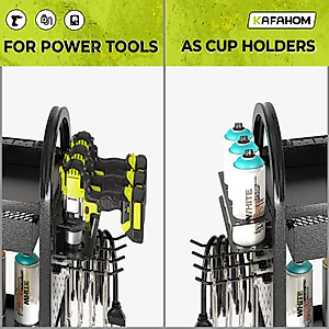 KAFAHOM Power Tool Cart with Charging Station, Rolling Tool Cart with Drawer, Heavy Duty Power Tool Organizer with 360° Silent Wheels,Tool Holder Storage for Garage, Warehouse & Repair Shop