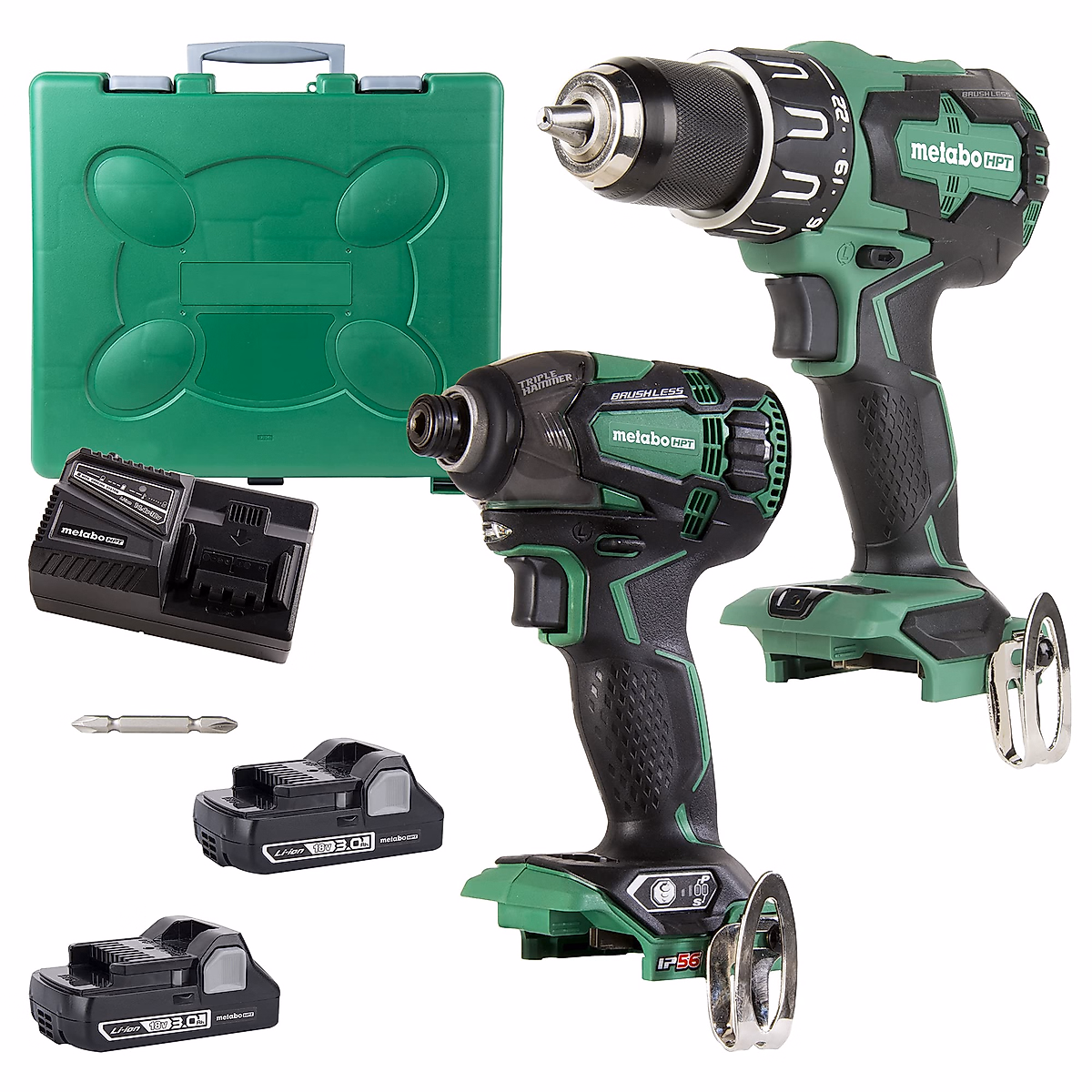 Metabo HPT 18V MultiVolt Hammer Drill and Triple Hammer Impact Driver Cordless Combo Kit | Lifetime Tool Warranty | KC18DBFL2C