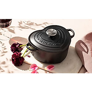 Le Creuset Signature Enameled Cast Iron Figural Heart Cocotte, 2 Quart, Licorice with Stainless Steel Knob