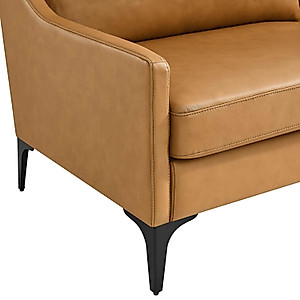 Modway Corland Upholstered Leather Sofa, Tan