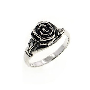 Small Sterling Silver Detailed Rose Flower Ring Size 12(Sizes 3,4,5,6,7,8,9,10,11,12)