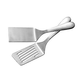 IMEEA Metal Spatulas Set SUS304 Stainless Steel Griddle Spatula Slotted Hamburger Turner Flat Top Grill Spatula for Cooking 10-Inch