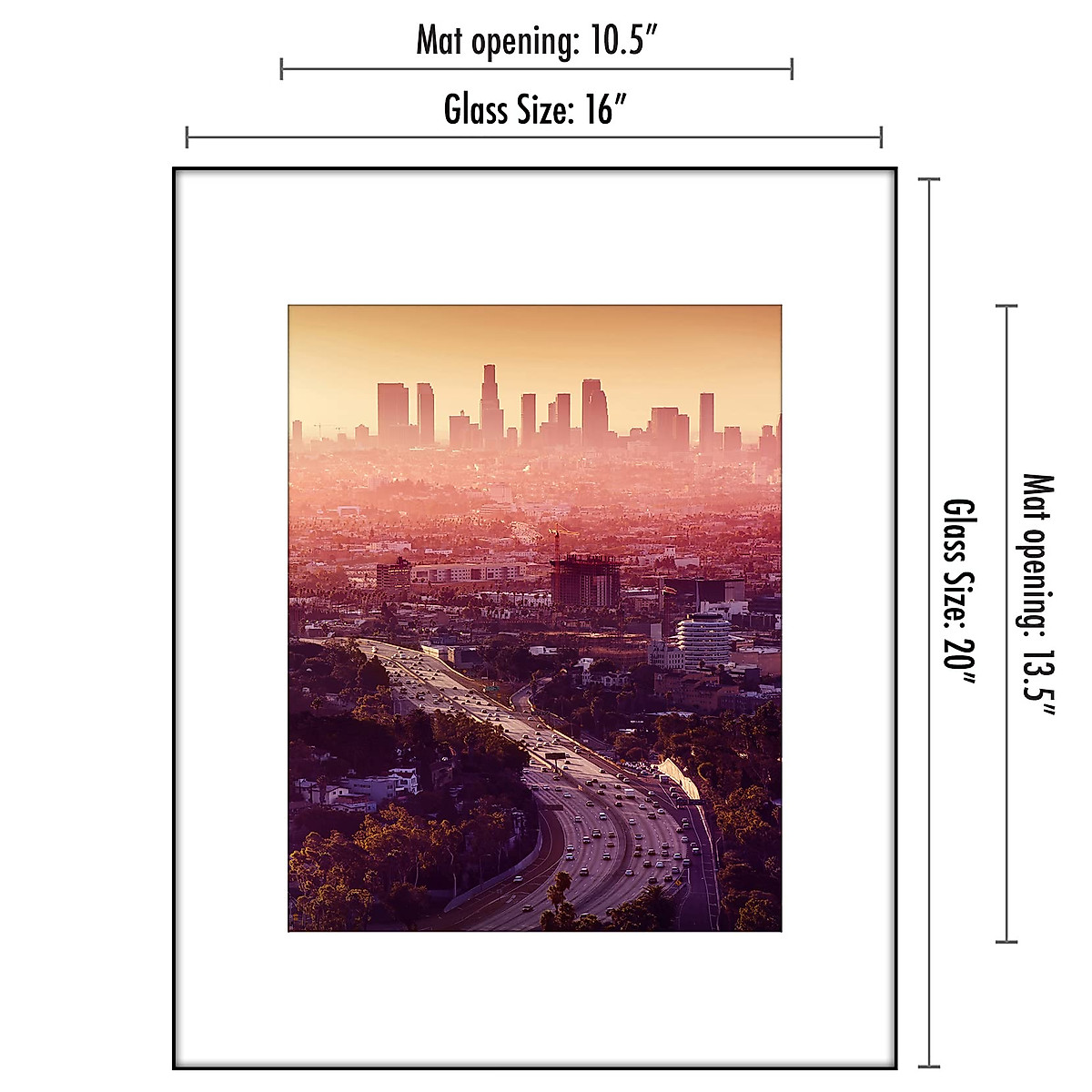 Americanflat Front Loading 16x20 Picture Frame with Shatter-Resistant Glass - Set of 2 - Use as 11x14 Frame with Mat - Metropolitan Collection - Photo Frame for Wall Display - Black