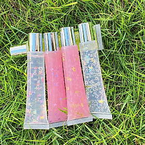 AJLTPA 50Pcs 15ml Lip Gloss Squeeze Tubes, Silver Lip Gloss Containers Empty, Refillable Soft Clear Tubes for DIY Lipgloss Balm Cosmetic (Silver)