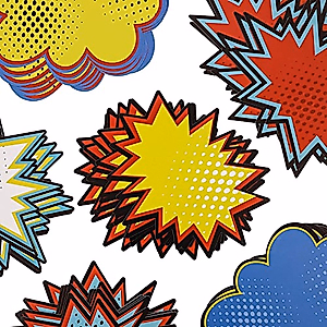 60 Pack Superhero Bulletin Board Decorations for Classroom Decor, Comic Book Bubble Cutouts (5x7 in)