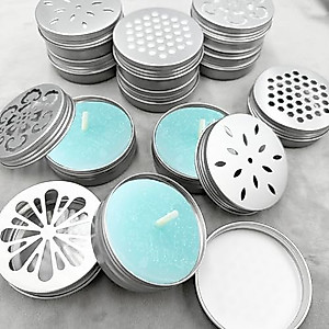 2 Ounce Aluminum Tin Cans, 24Pcs Empty Storage Containers with Hollow Lids,60ml Metal Tin Cans Screw Lid Round Jars Sample for Aromatherapy Air Freshener Candles Salve Spices Candies