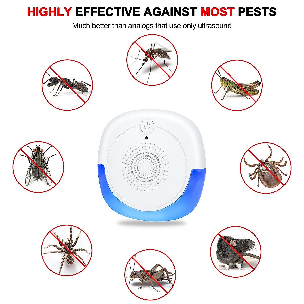 2024 Ultrasonic Repeller & Insect Repeller 6 Packs, Ultrasonic Repellent for Roach, Rodent, Mouse, Bugs, Mosquito, Mice, Spider, Ant, 2 Mode Switching
